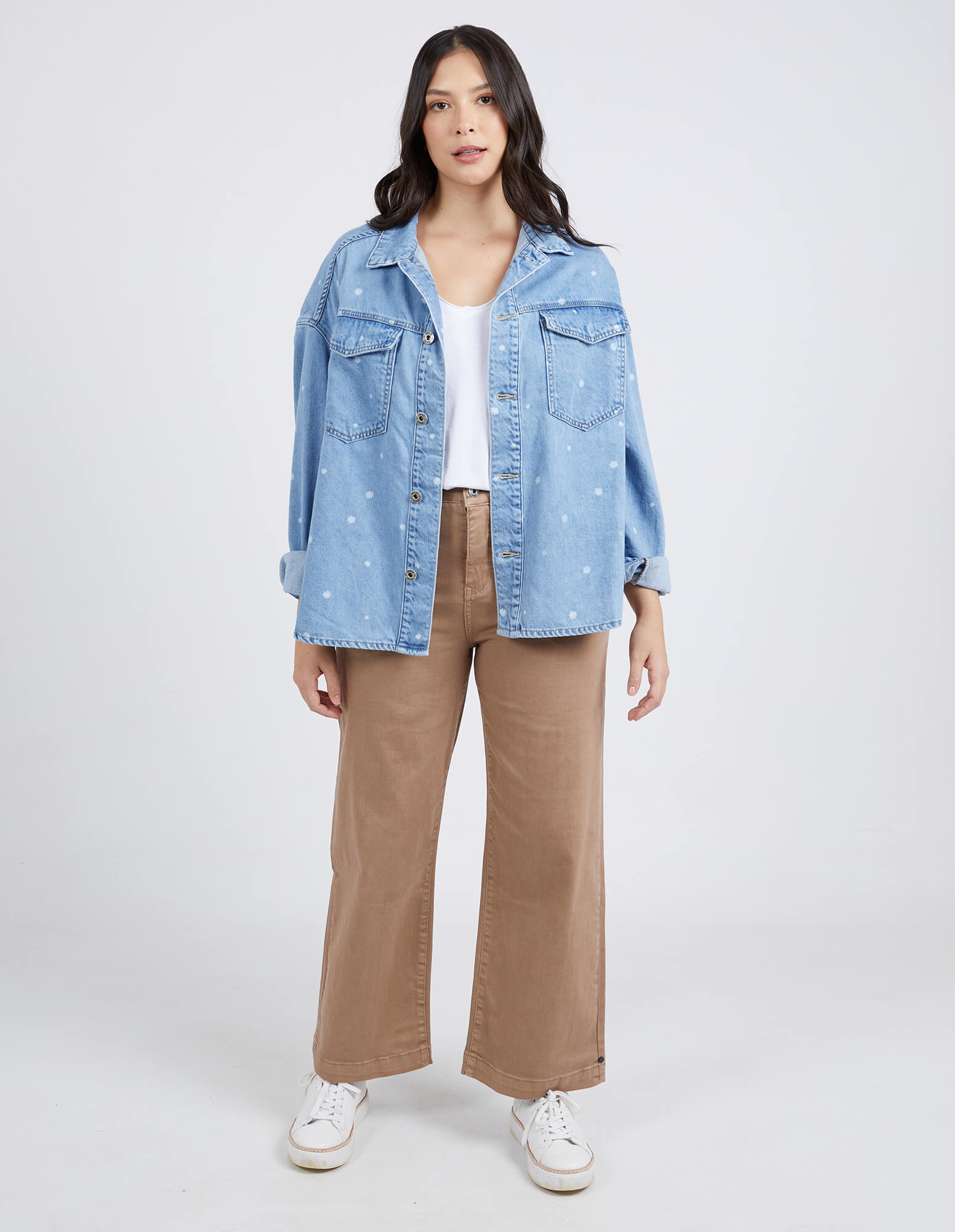 Elm Lifestyle Daisy Shacket - Mid Blue Wash – Wharf St Apparel